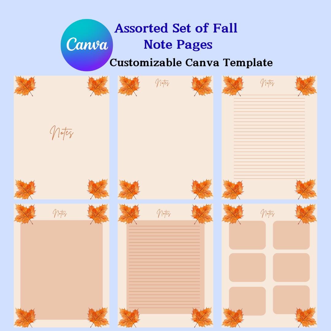 Set of 14 Fall Note Pages - Etsy