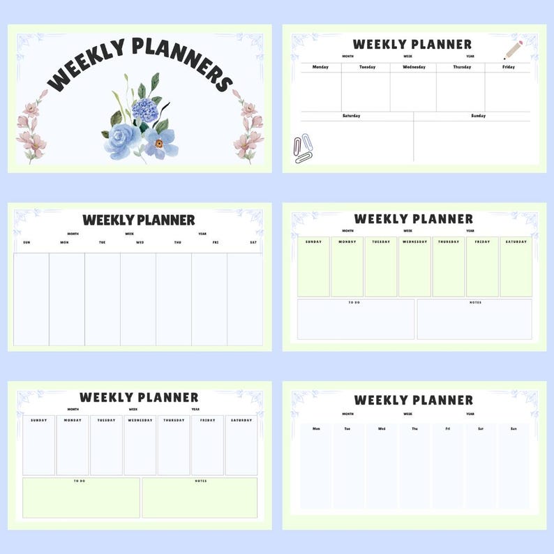 Weekly Planner Bundle Editable Template (32 Pages) - Etsy