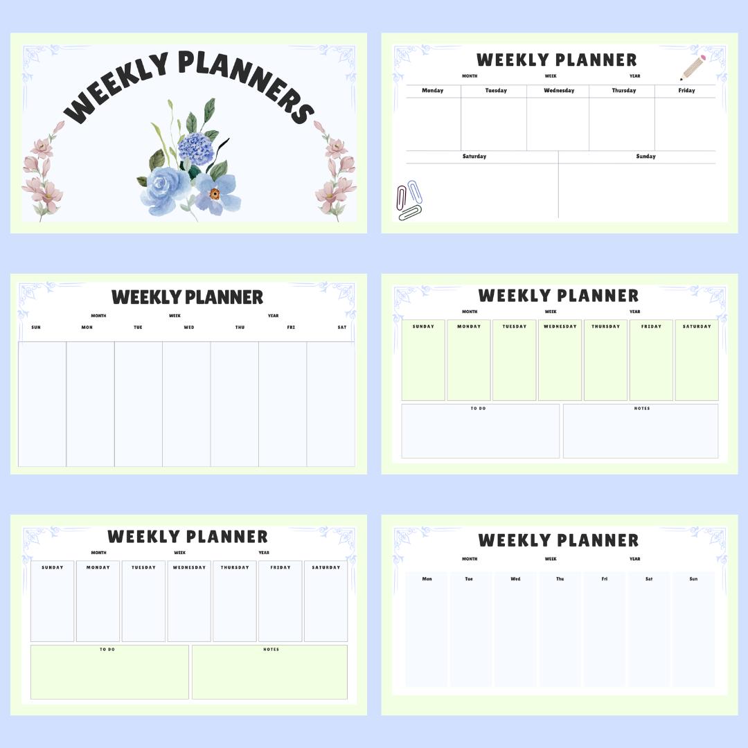 Weekly Planner Bundle Editable Template (32 Pages) - Etsy