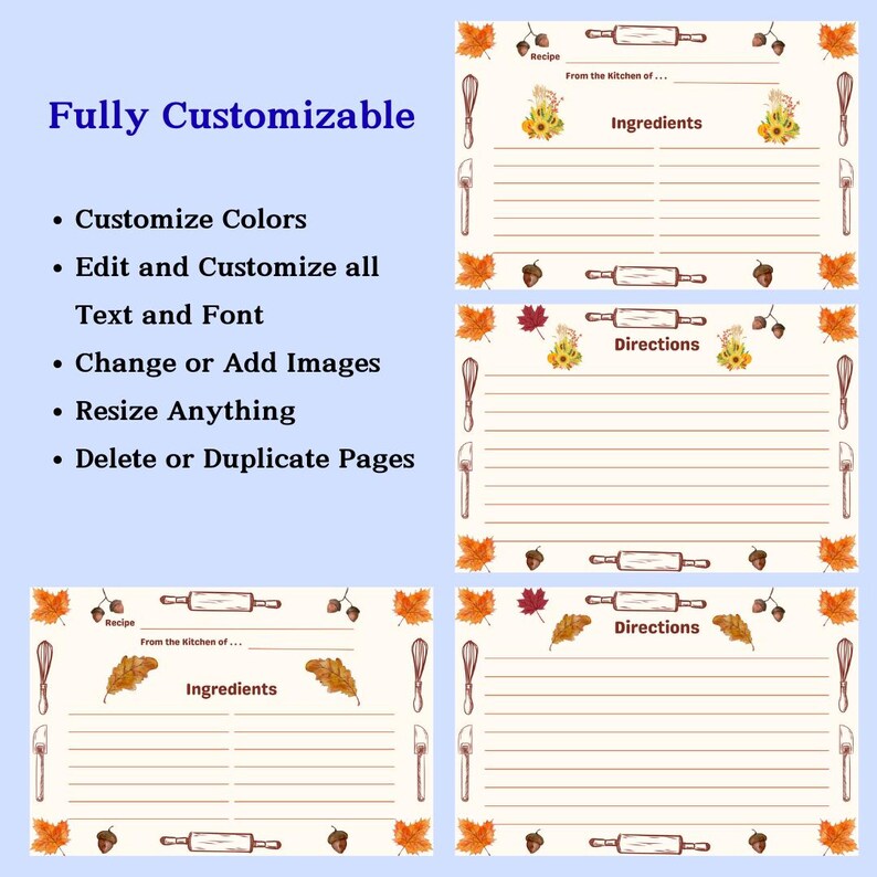 Assorted Fall Recipe Card Bundle - Etsy