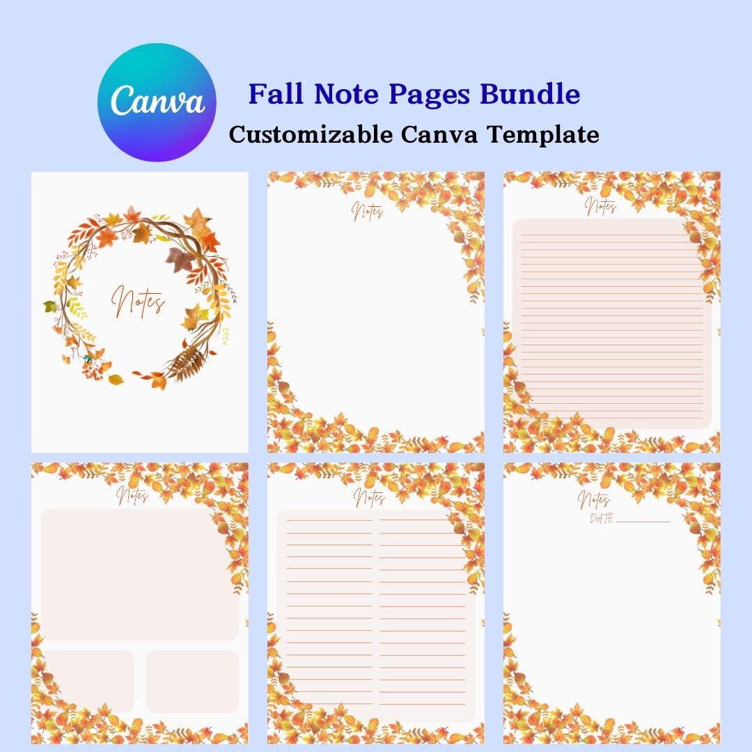 Set of 14 Fall Note Pages - Etsy