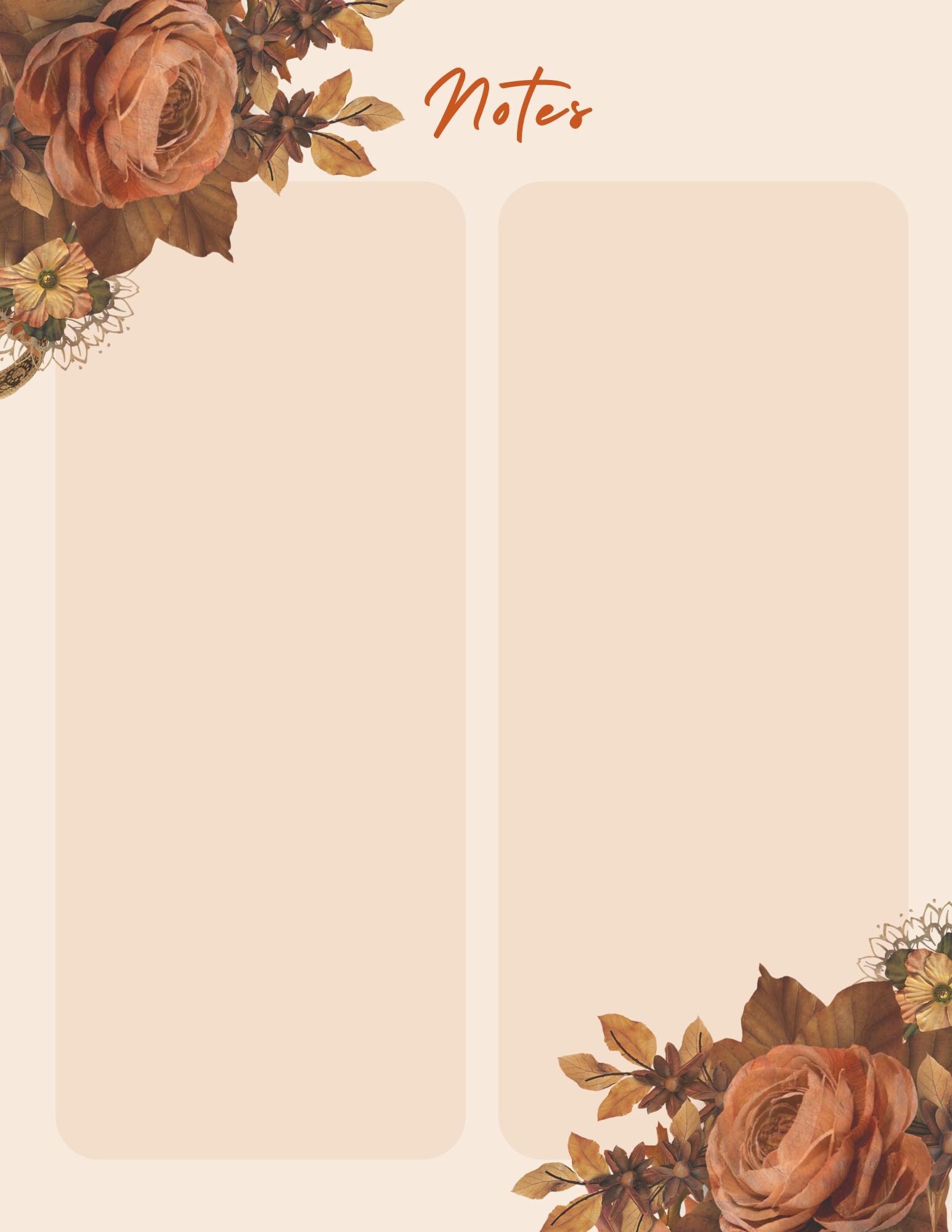 Set of 14 Floral Fall Note Pages - Etsy
