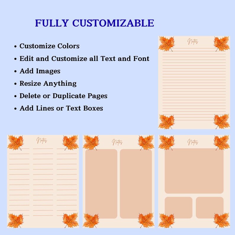 Set of 14 Fall Note Pages - Etsy