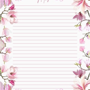 Set of 13 Note Pages Pink Floral - Etsy