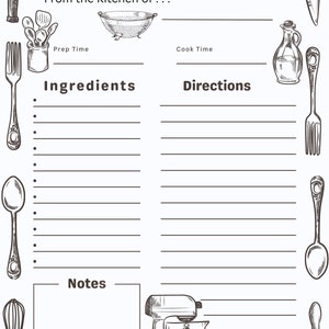 Assorted Recipe Cards Editable Template - Etsy