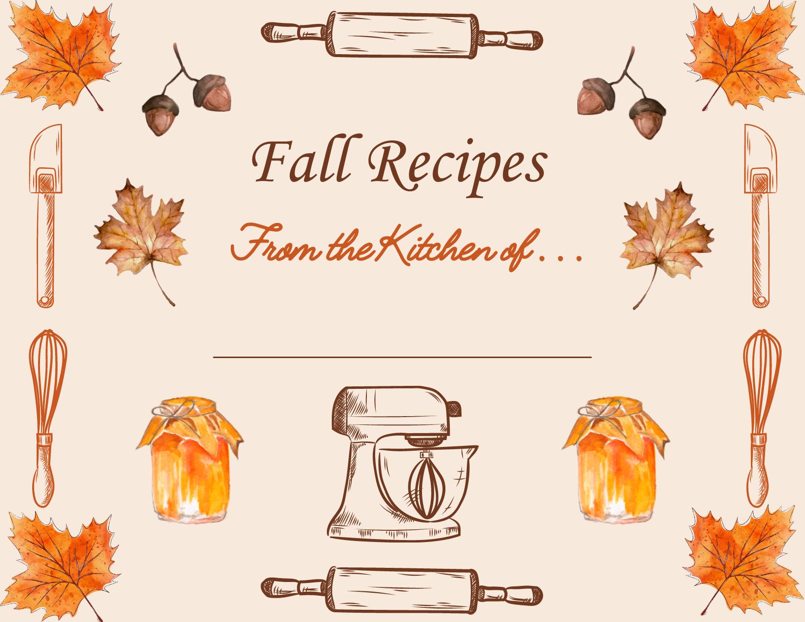 Fall Note Card Recipe Cards (set of 13 Cards + Cover Page) - Etsy