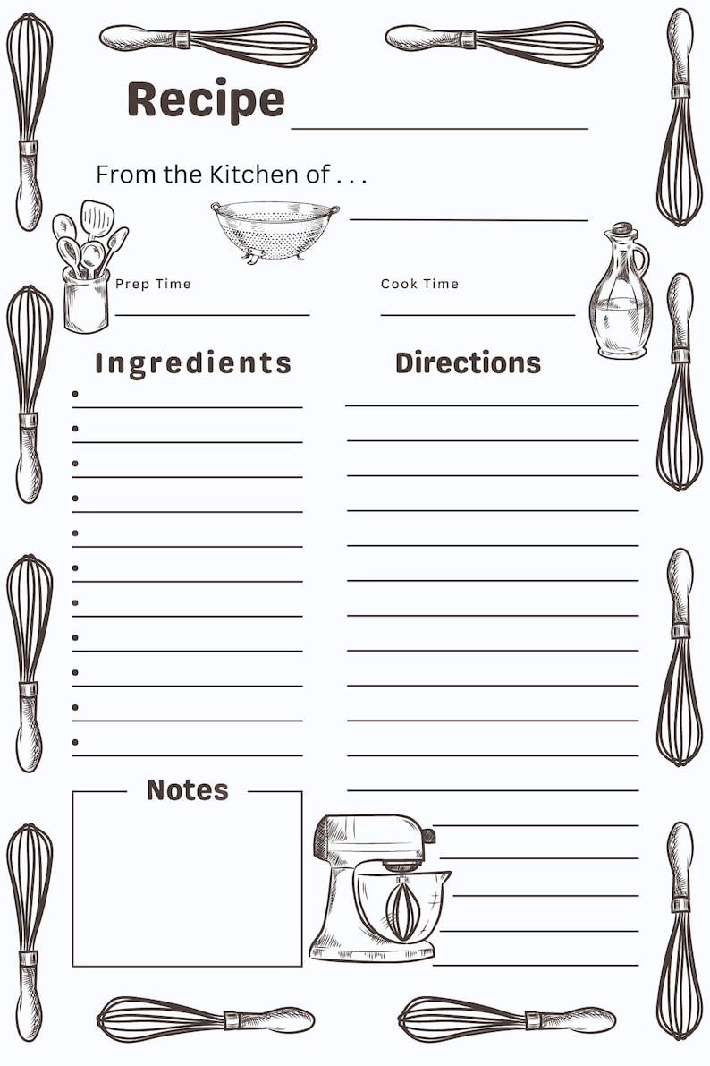 Assorted Recipe Cards Editable Template - Etsy