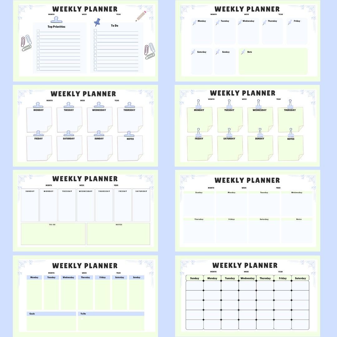 Weekly Planner Bundle Editable Template 32 Pages - Etsy