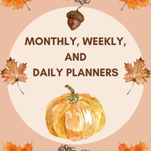 Fall Monthly, Weekly, Daily Planner and Note Pages - Etsy