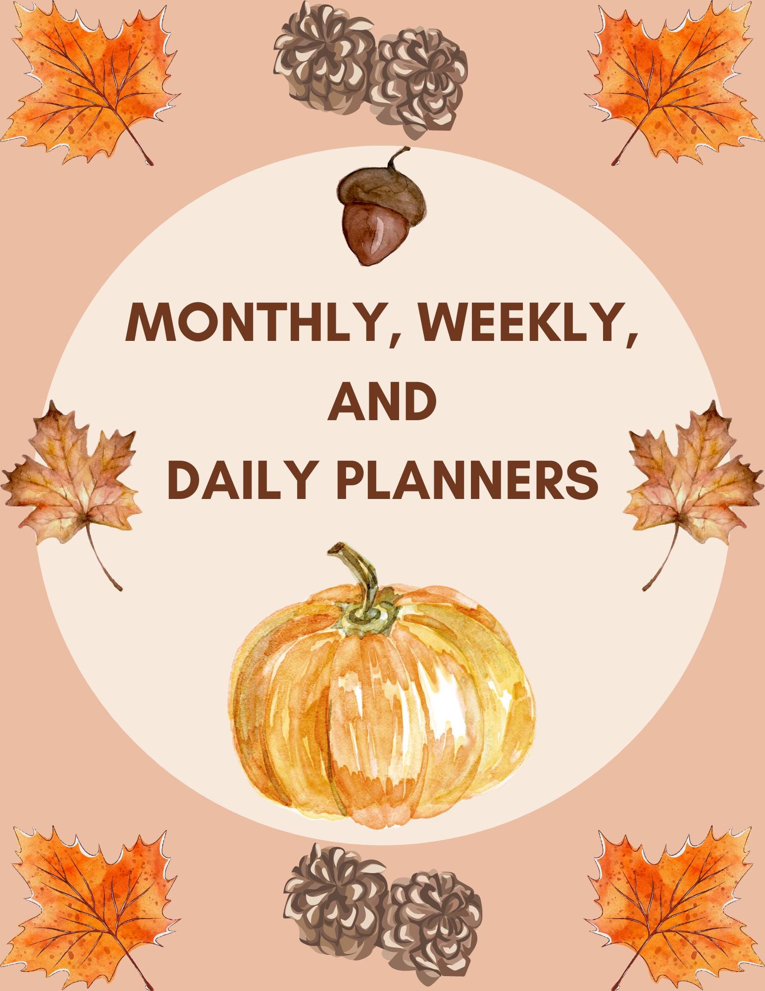 Fall Monthly, Weekly, Daily Planner and Note Pages - Etsy