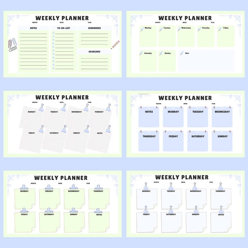 Weekly Planner Bundle Editable Template (32 Pages) - Etsy