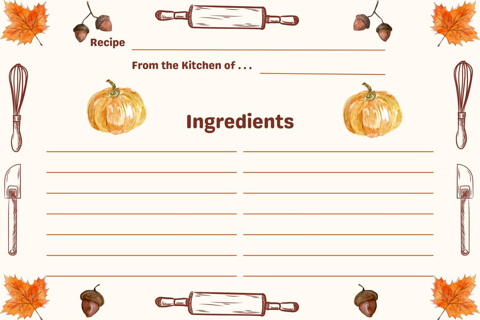 Assorted Fall Recipe Card Bundle - Etsy