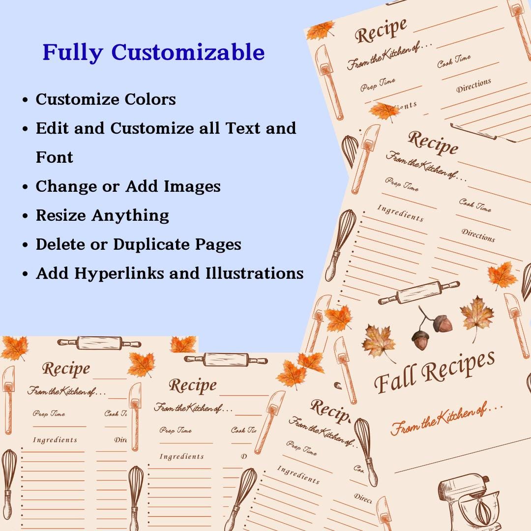 Set of 12 Fall Recipe Cards - Etsy