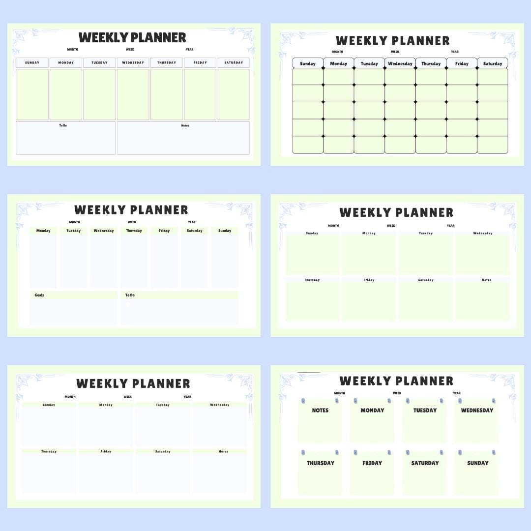 Weekly Planner Bundle Editable Template (32 Pages) - Etsy
