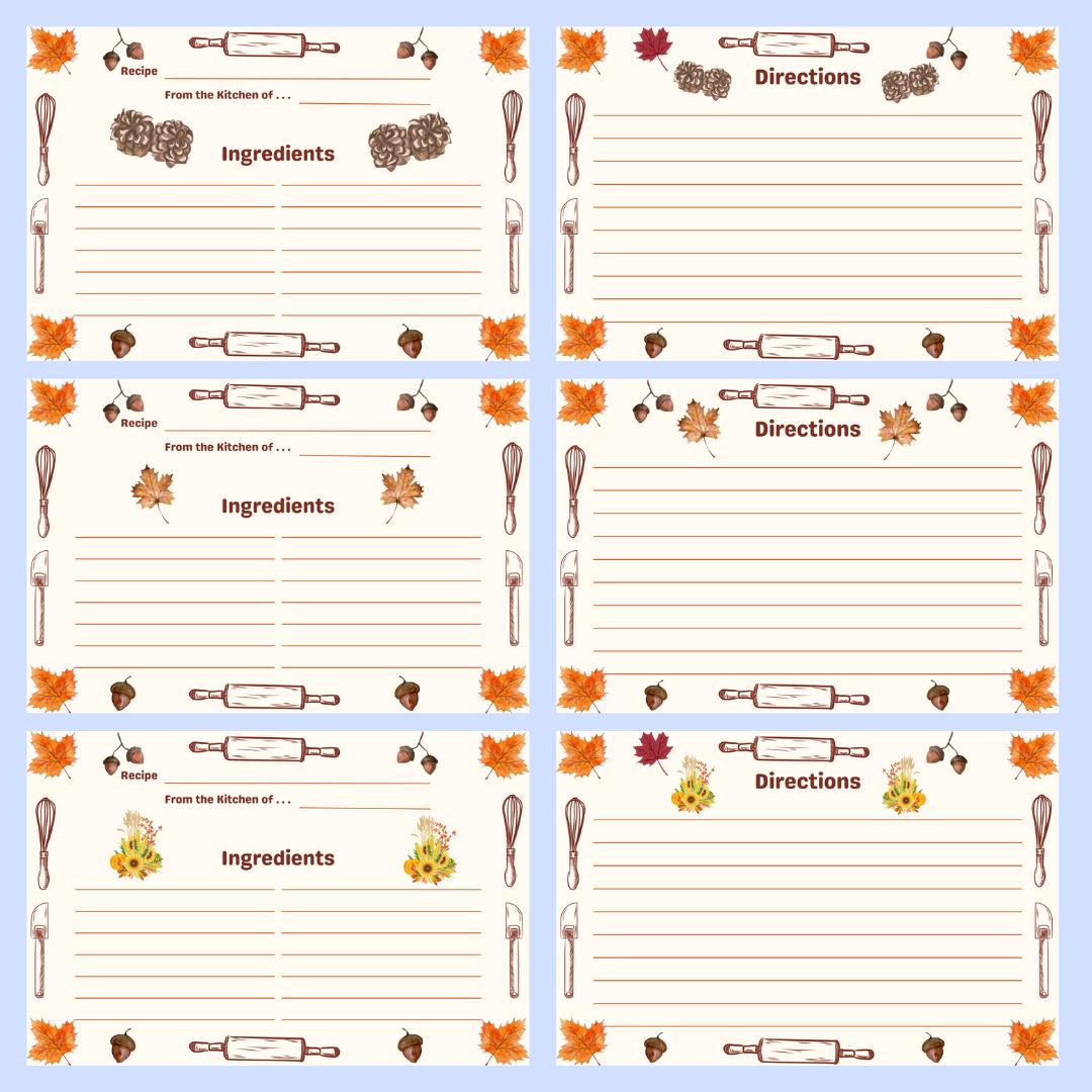 Assorted Fall Recipe Card Bundle - Etsy
