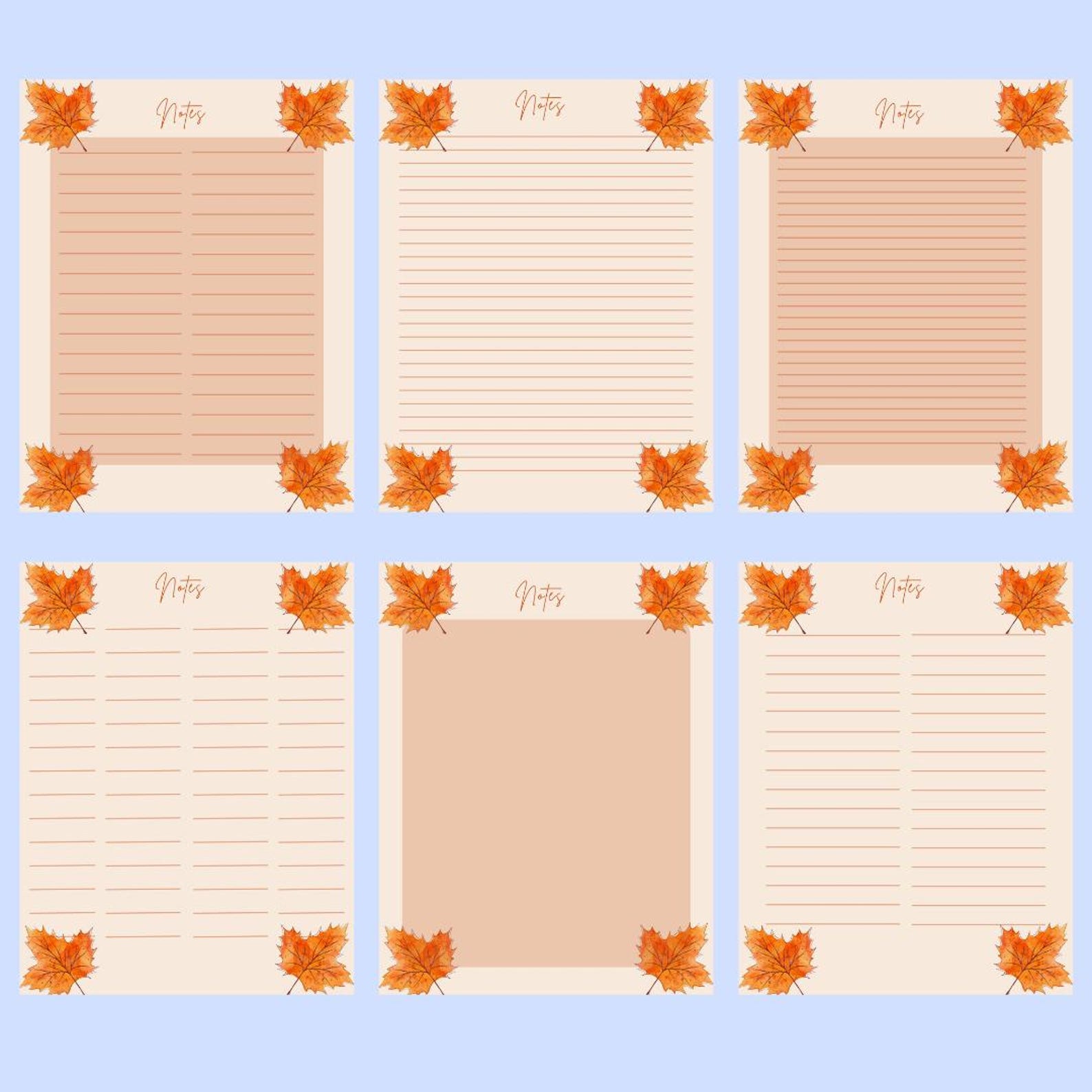 Set of 14 Fall Note Pages - Etsy