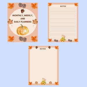 Fall Monthly, Weekly, Daily Planner and Note Pages - Etsy