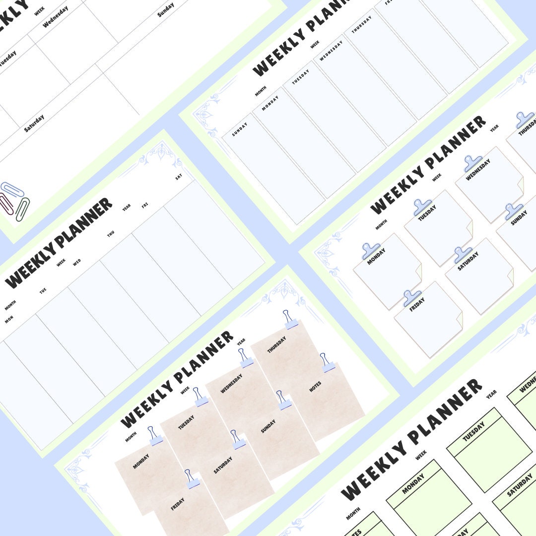 Weekly Planner Bundle Editable Template 32 Pages - Etsy