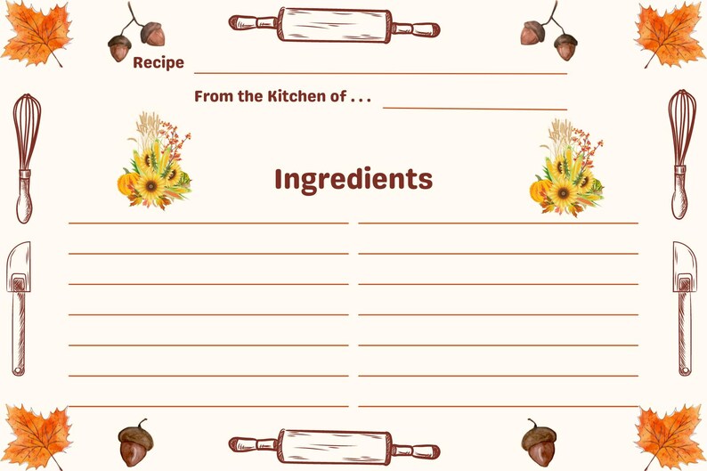 Assorted Fall Recipe Card Bundle - Etsy
