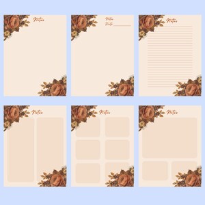 Set of 14 Floral Fall Note Pages - Etsy