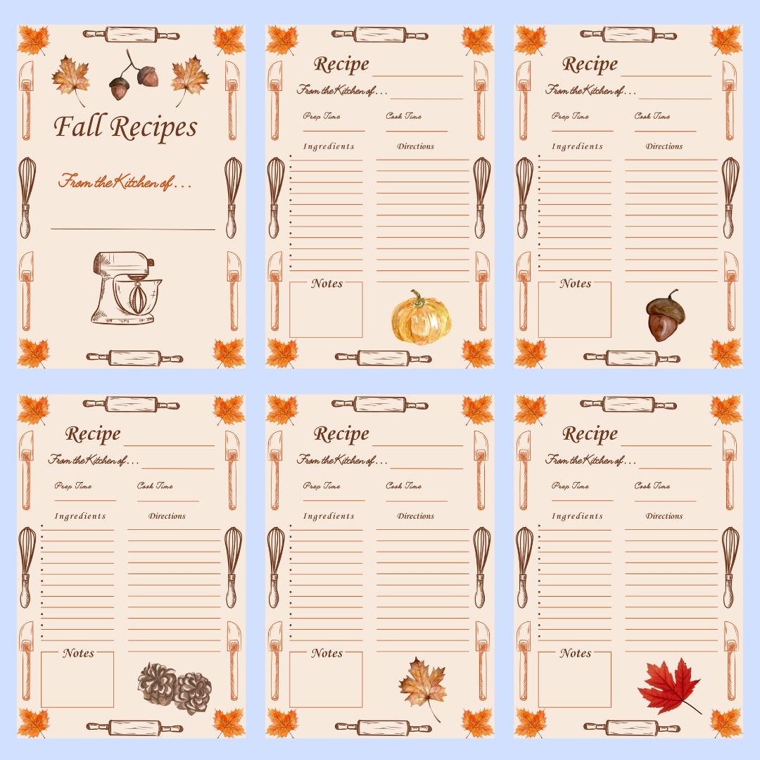 Set of 12 Fall Recipe Cards - Etsy