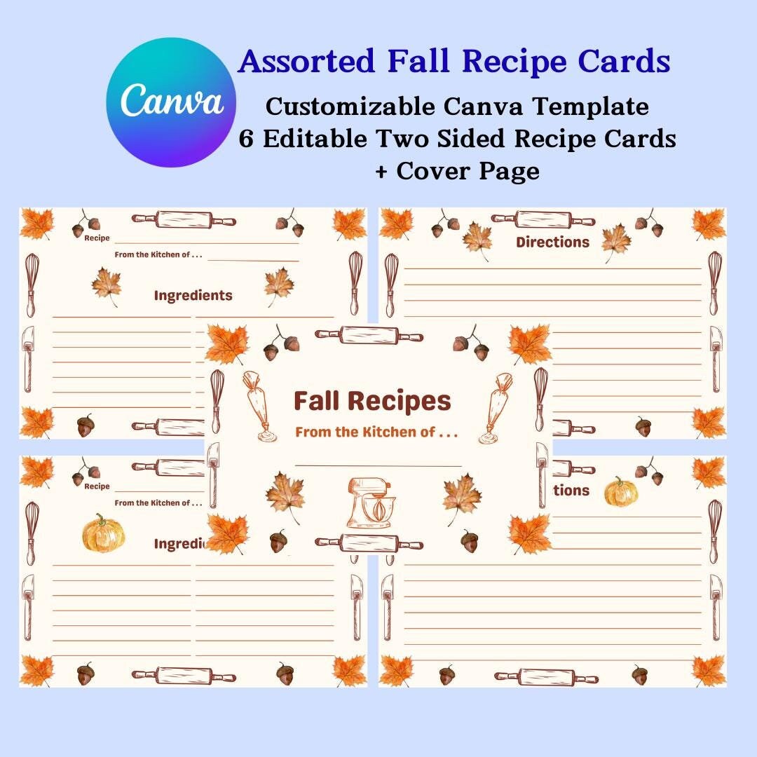 Assorted Fall Recipe Card Bundle - Etsy