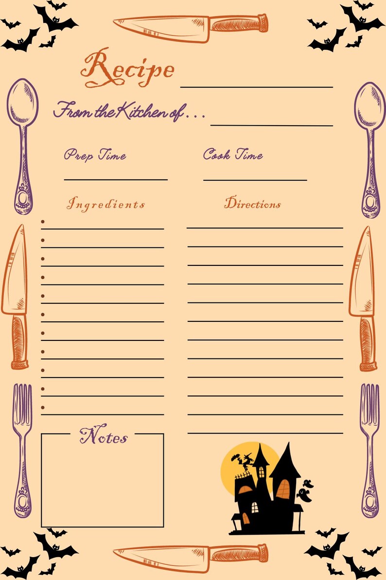 Halloween Recipe Cards (15 Recipe Cards + Cover) - Etsy