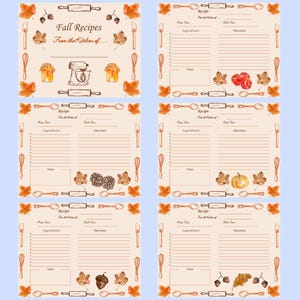 Fall Note Card Recipe Cards (set of 13 Cards + Cover Page) - Etsy