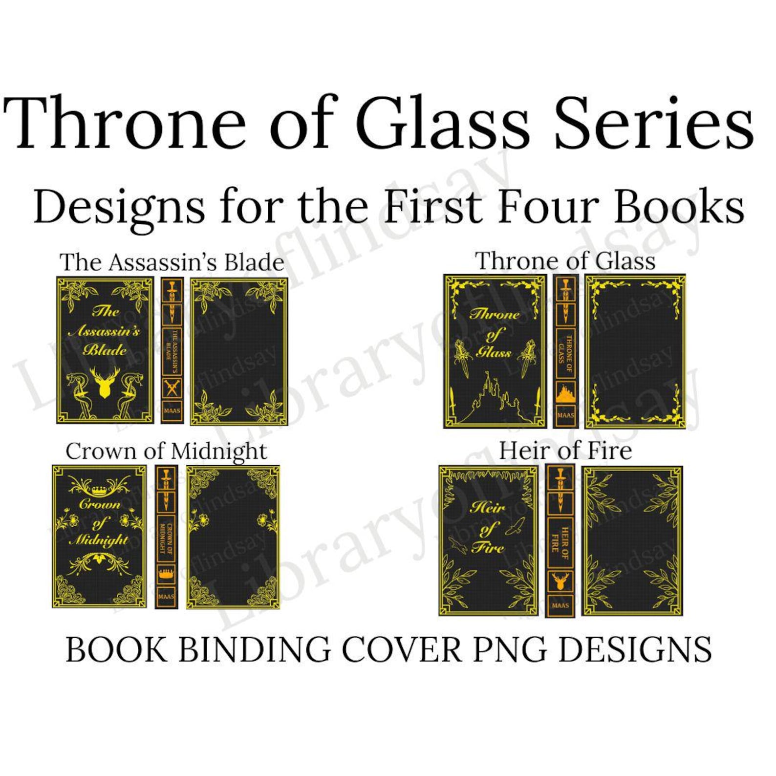 Throne of Glass Bookbinding Cover Designs PNG Digital Files FIRST 4 ...