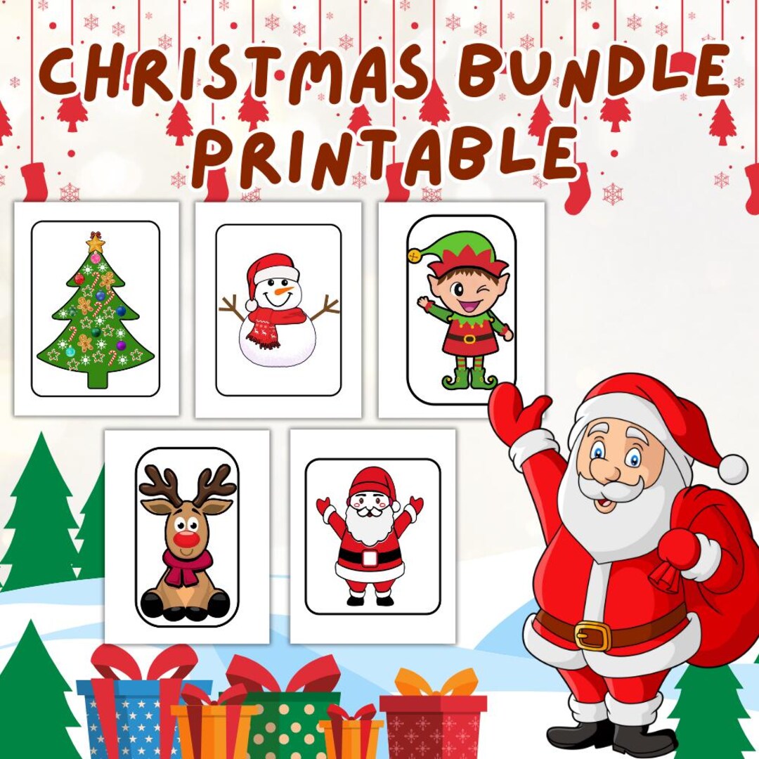 Cut and Paste Christmas Craft Bundle - Printable Templates for Santa ...