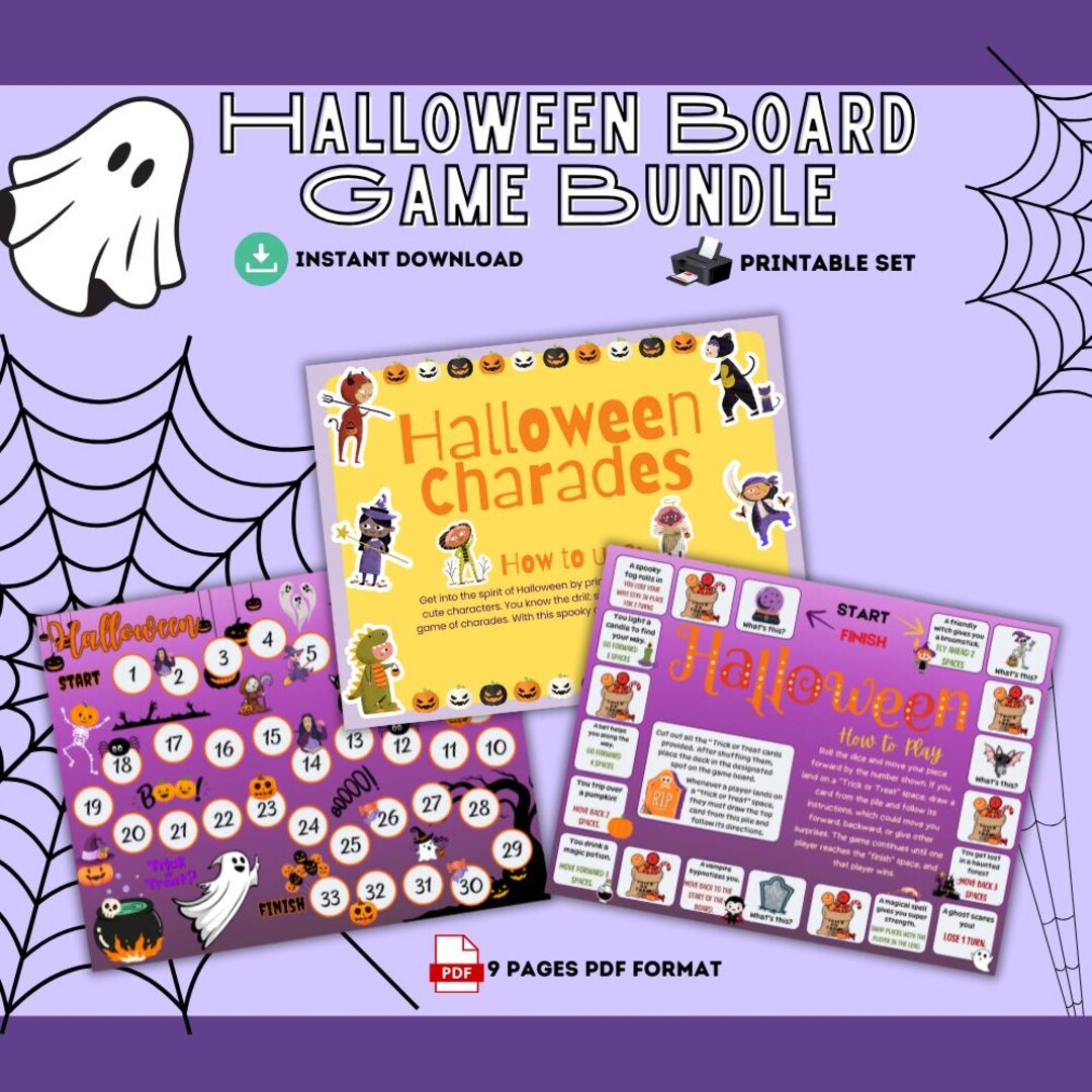 3 Fun Halloween Board Games for Kids Ages 6-10, Digital Download PDF ...