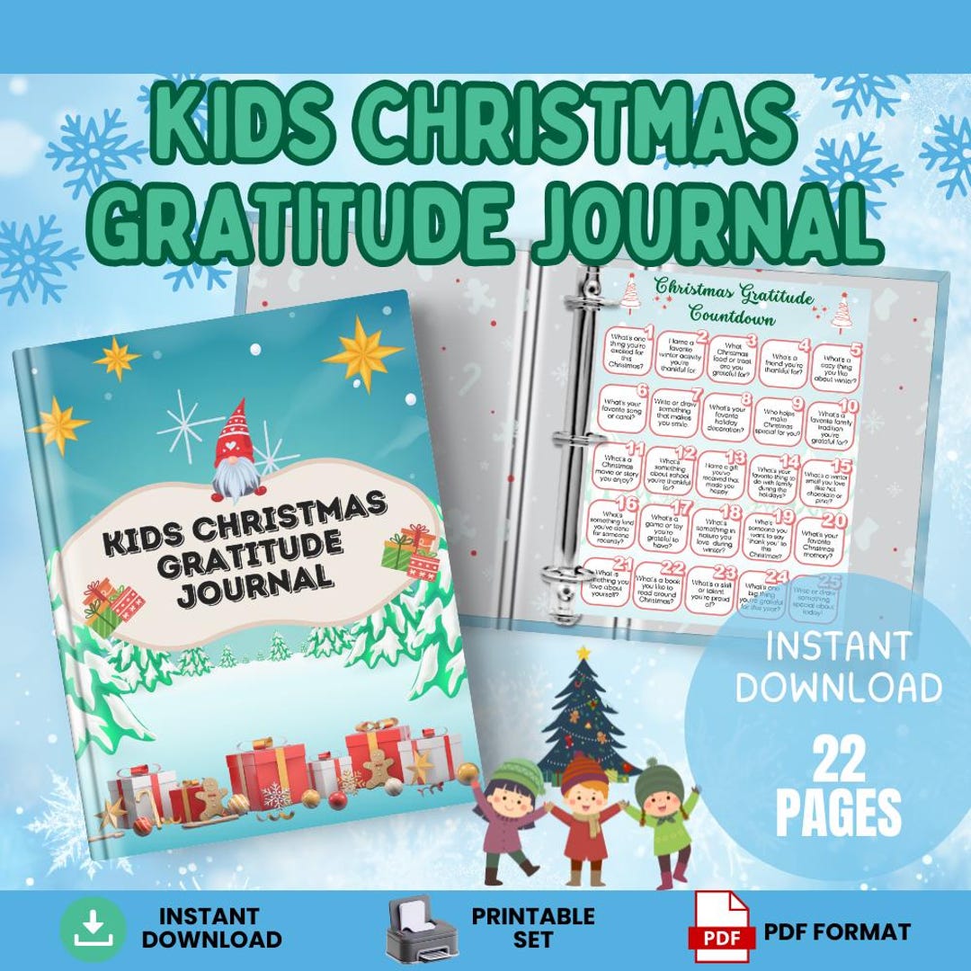 Christmas Themed Kids Gratitude Journal With Daily Prompts, Fun ...