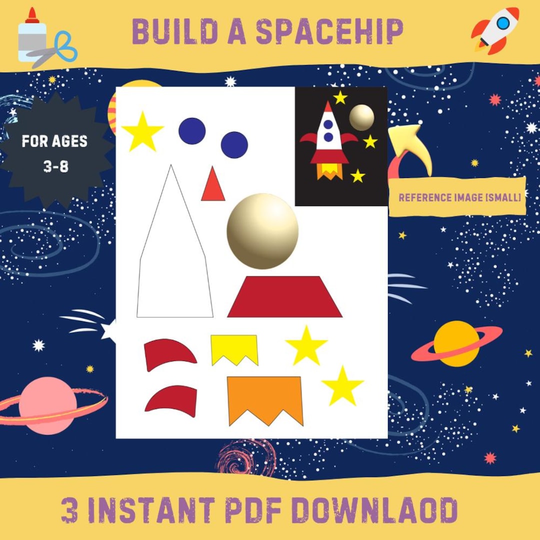 Build a Spaceship Cut & Paste Craft Outer Space Printable Activity ...