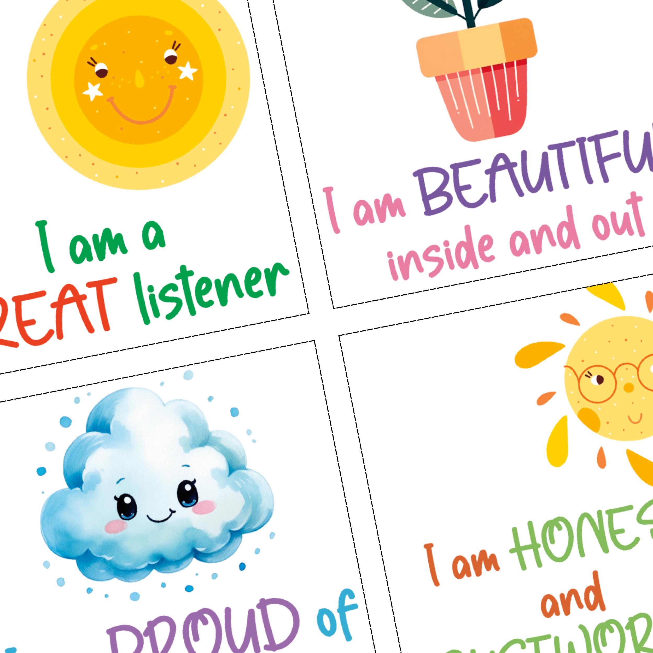 Affirmation Cards for Kids Montessori Positive Flashcards, Educational ...