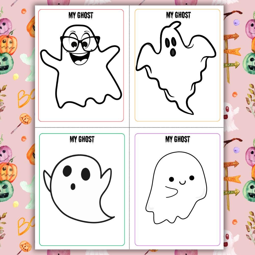 Roll and Draw a Cute Ghost Game Halloween Printable Activity DIY Ghost ...