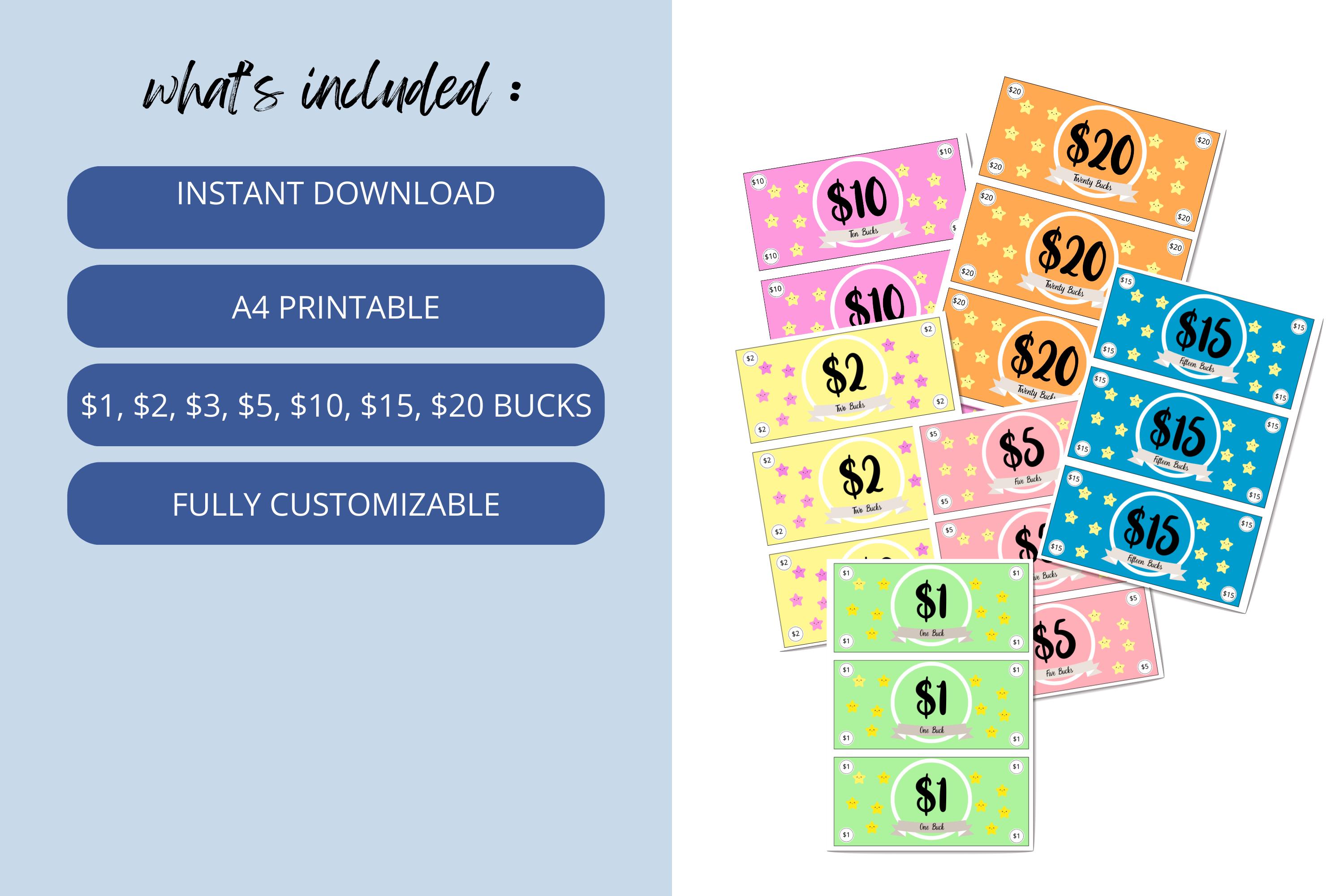 Editable Kids Reward Bucks ,printable ,mom Bucks, PDF Reward System for ...