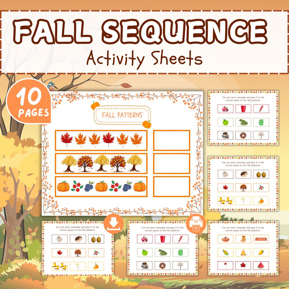 Cut and Paste Sequence Activity Fall Themed Worksheets for Preschoolers ...
