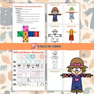 Roll and Draw a Scarecrow Game Halloween Printable Activity DIY ...