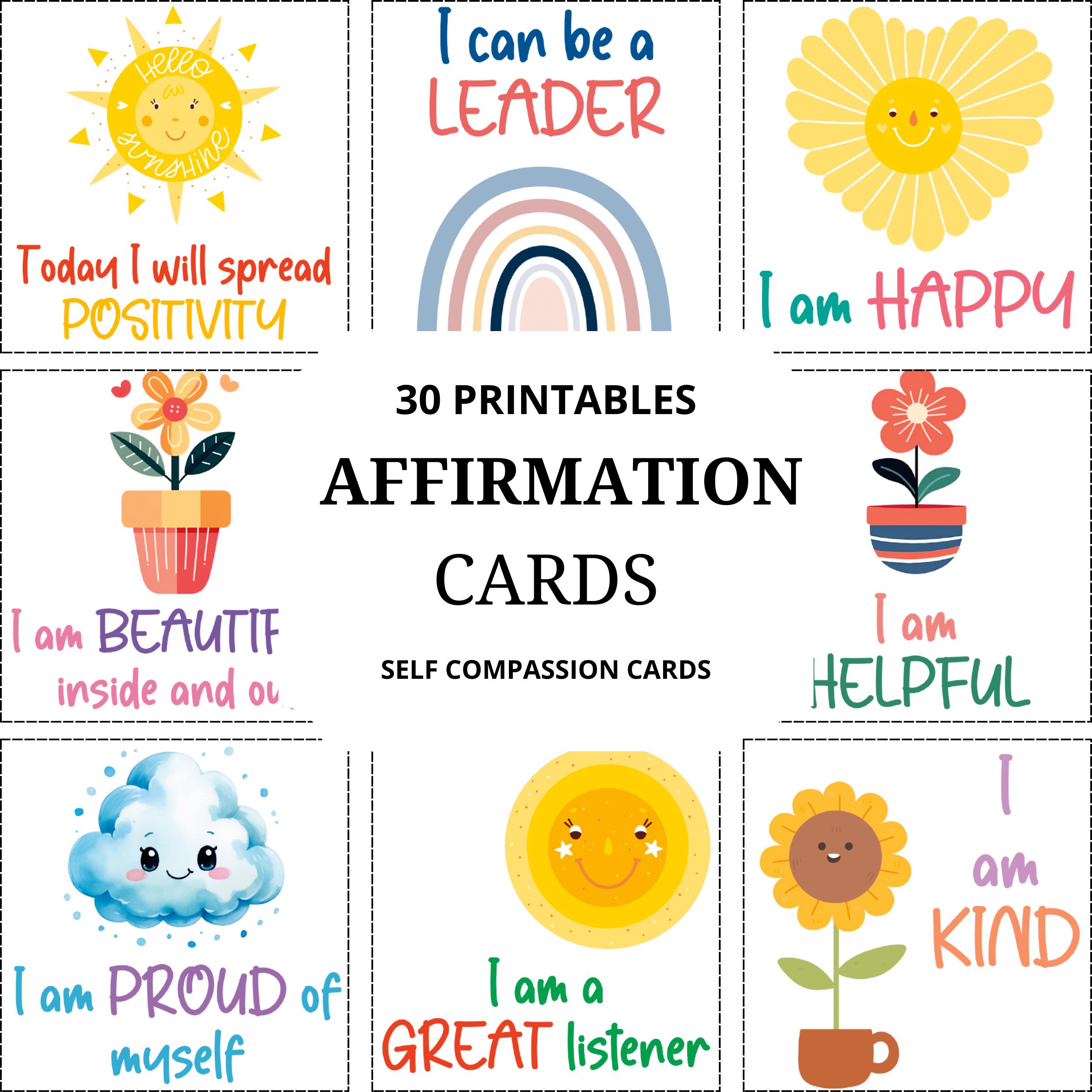 Affirmation Cards for Kids Montessori Positive Flashcards, Educational ...
