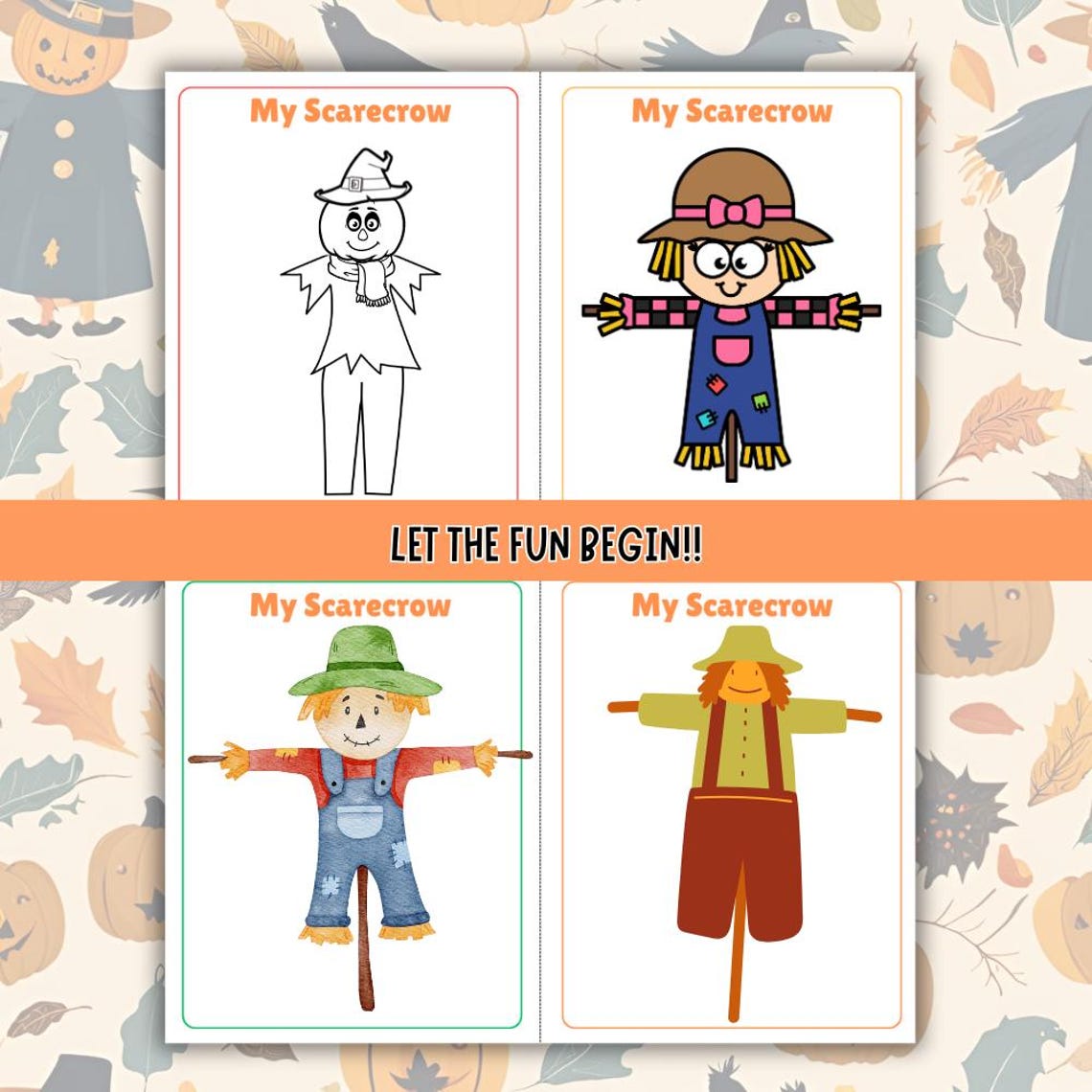 Roll and Draw a Scarecrow Game Halloween Printable Activity DIY ...