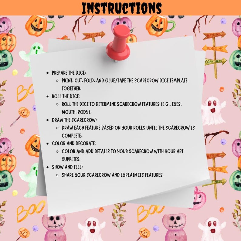 Roll and Draw a Cute Ghost Game Halloween Printable Activity DIY Ghost ...