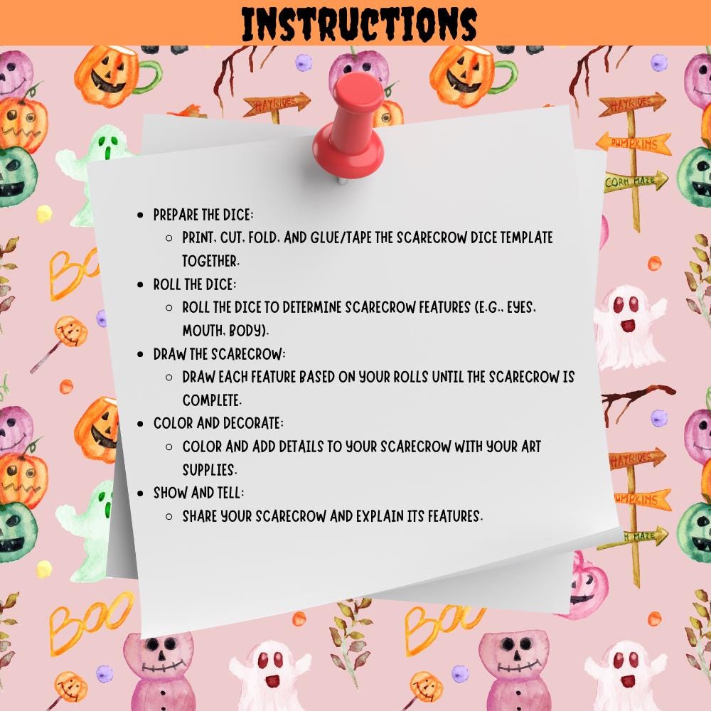 Roll and Draw a Cute Ghost Game Halloween Printable Activity DIY Ghost ...
