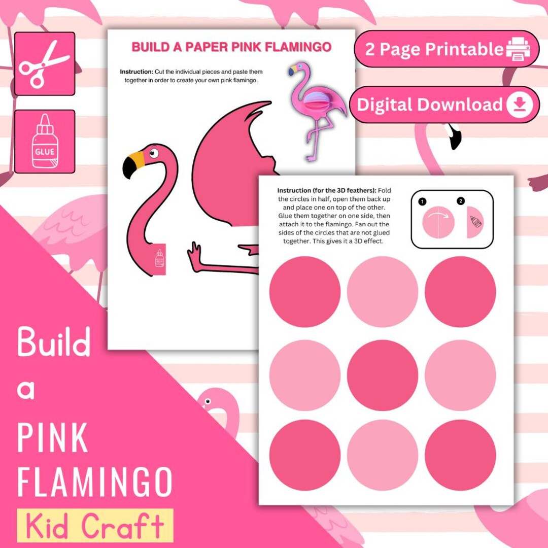 Build a Flamingo Cut Paste Glue Activity for Toddler and Pre-k Kids to ...