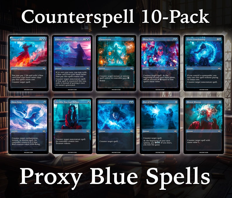Proxy Counterspells 10 Pack MTG Custom Blue Spell Cards for Commander ...