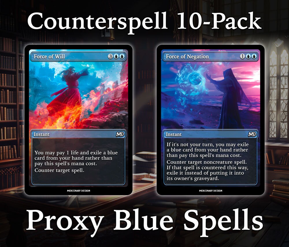 Proxy Counterspells - 10 Pack MTG Custom Blue Spell Cards for Commander ...