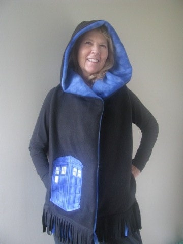 Doctor Who TARDIS INSPIRED Embroidered Hooded Scarf With | Etsy