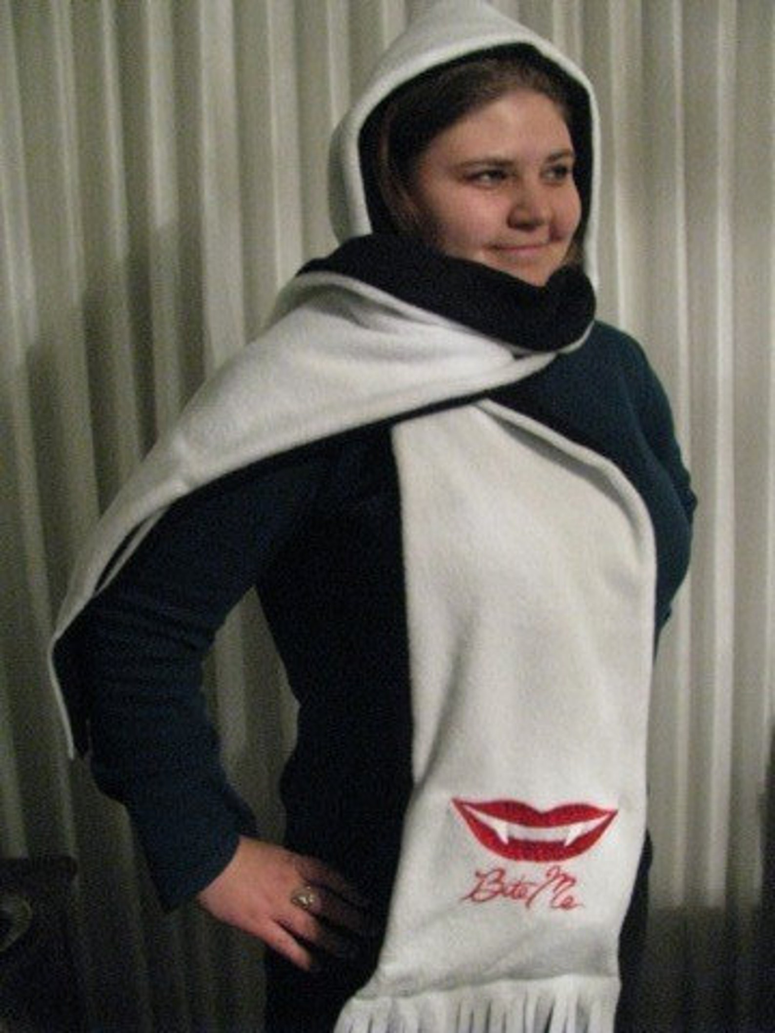Vampire Bite Me Hooded Scarf With Pockets - Etsy