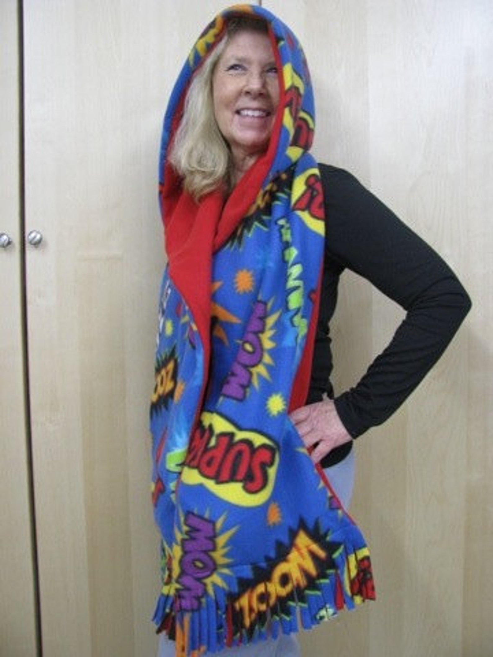 Comic Book Pow Zap Hooded Scarf With Pockets Black and White - Etsy