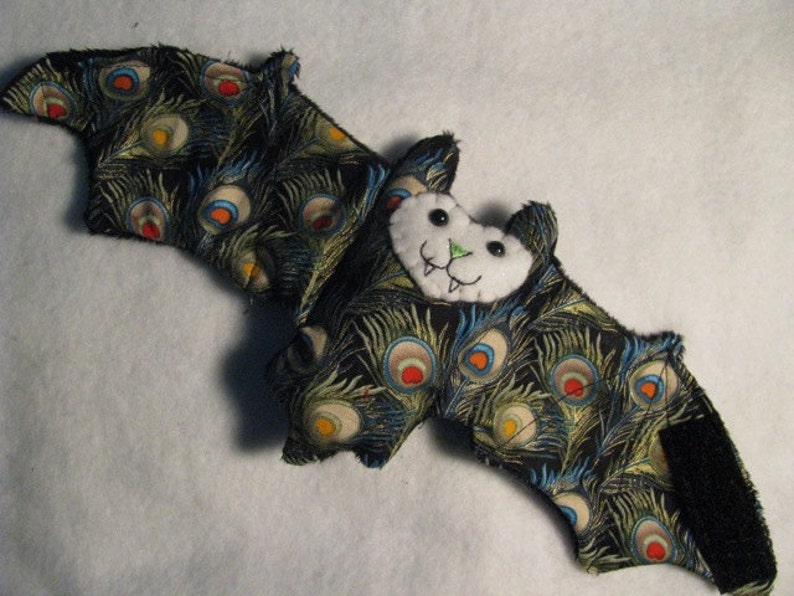 Peacock Feather Bat Green Nose and Black Fur Bat Stuffed - Etsy