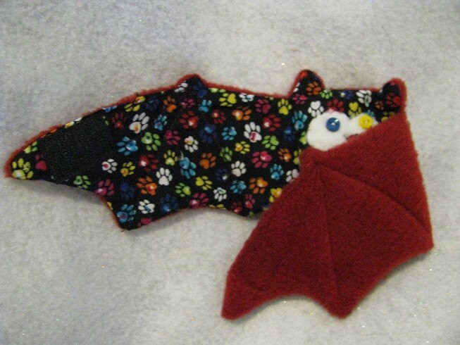 Red Paw Prints Bat With Button Eyes Toy Stuffed Animal Cup - Etsy